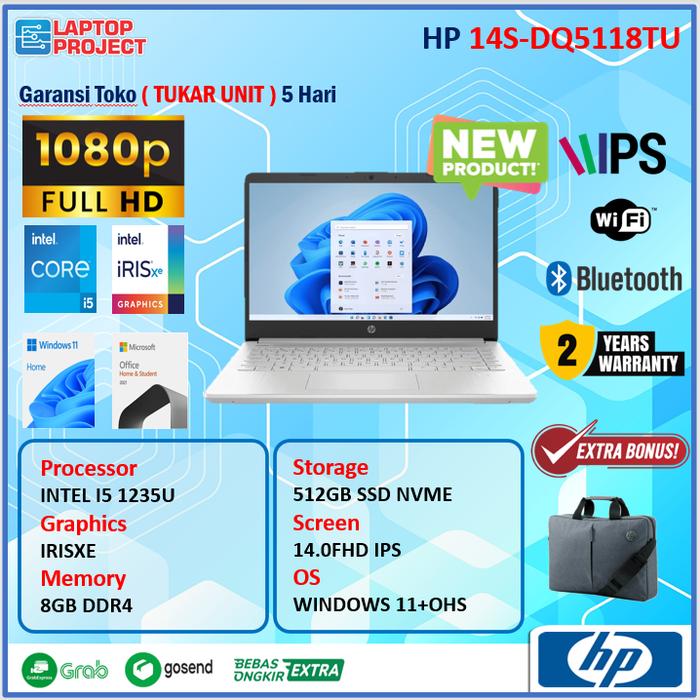 Jual HP 14 I5 1235 8GB 512GB W11+OHS 14.0FHD IPS BLIT 2Y SLV -DQ5152TU ...