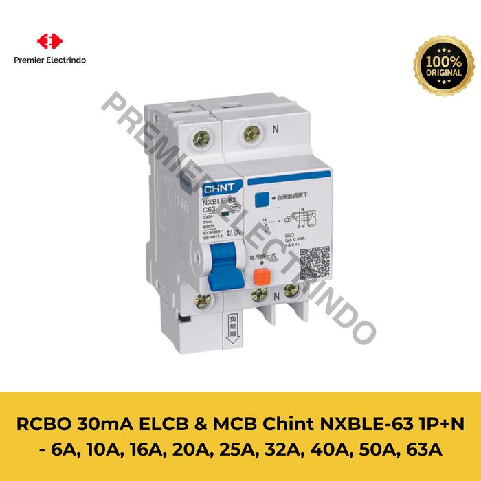 Jual RCBO 30mA ELCB & MCB Chint NXBLE-63 1P+N 6kA - (6A - 63A) - 20A ...