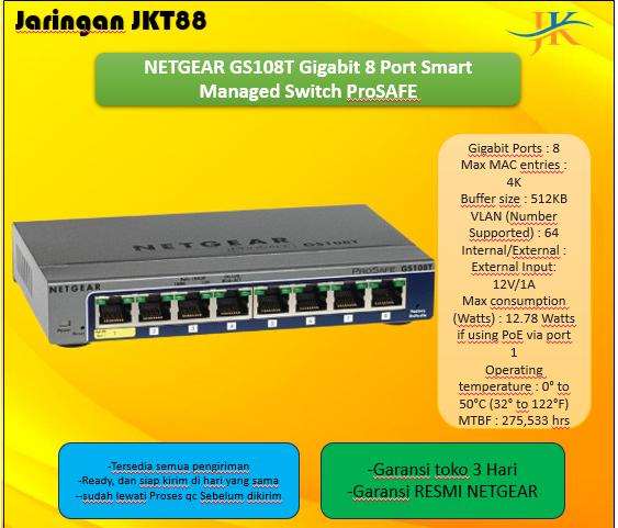 Jual NETGEAR GS108T Gigabit 8 Port Smart Managed Switch ProSAFE ...