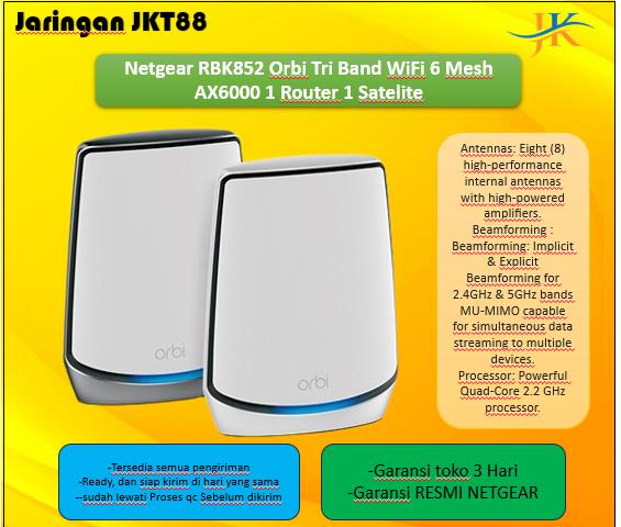 Jual Netgear RBK852 Orbi Tri Band WiFi 6 Mesh AX6000 1 Router 1 ...