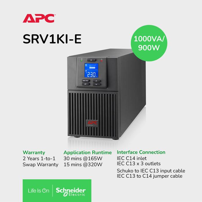Promo UPS APC SRV1KI-E Easy UPS On-Line 1000VA/900W 230V Tower Cicil 0% 3x - Jakarta Utara - APC ...