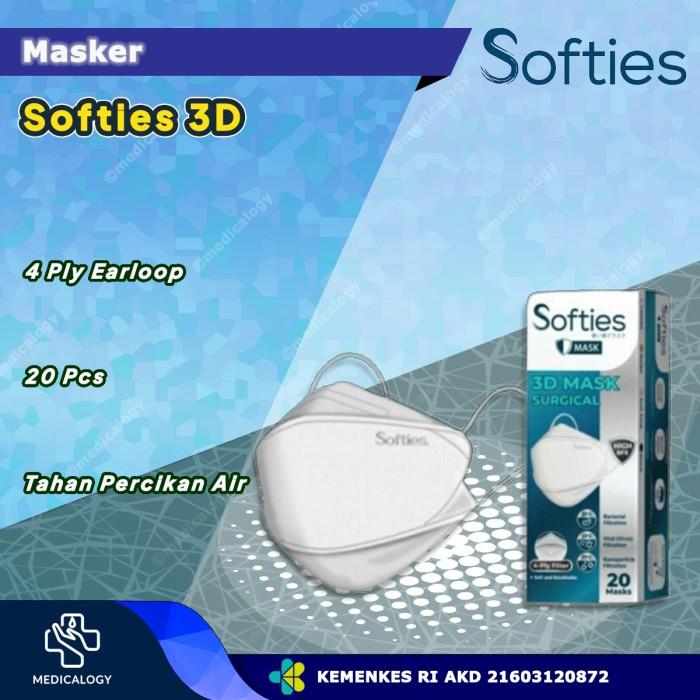 Jual Masker Softies KF94 3D Earloop 4 Ply Warna Putih Per Box isi 20 ...
