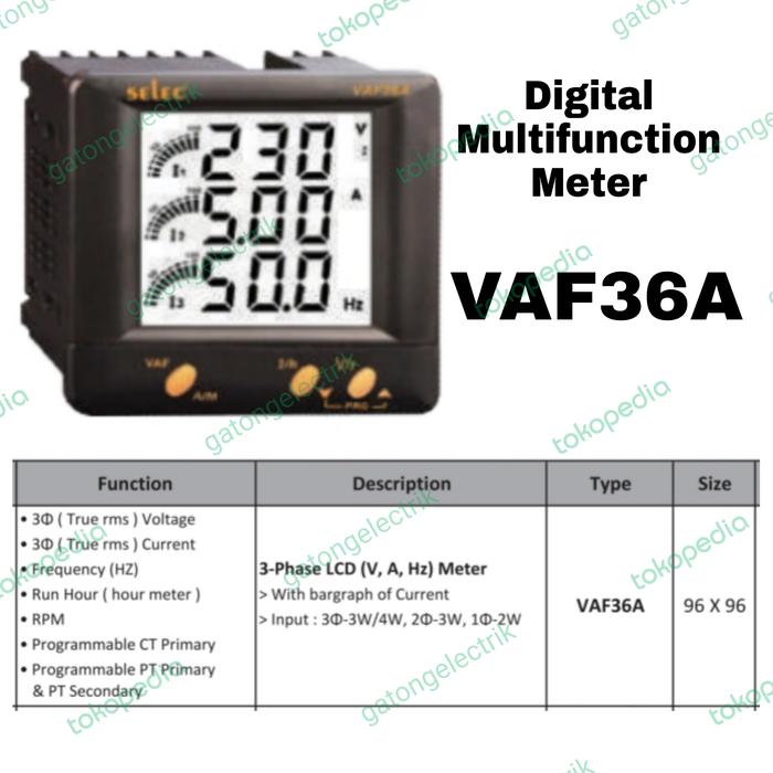 Jual Digital Multifunction Meter VAF63A power multi meter 96x96 3phase ...