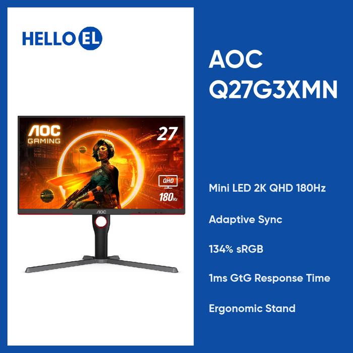 Jual AOC Q27G3XMN 27" 180Hz Mini LED 2K QHD 2560x1440 VESA Gaming ...