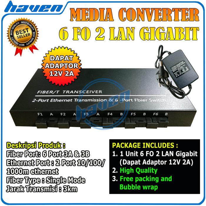 Promo Media Converter 6 FO 2 LAN Gigabit Switch Fiber Optic HTB 6 SC ...