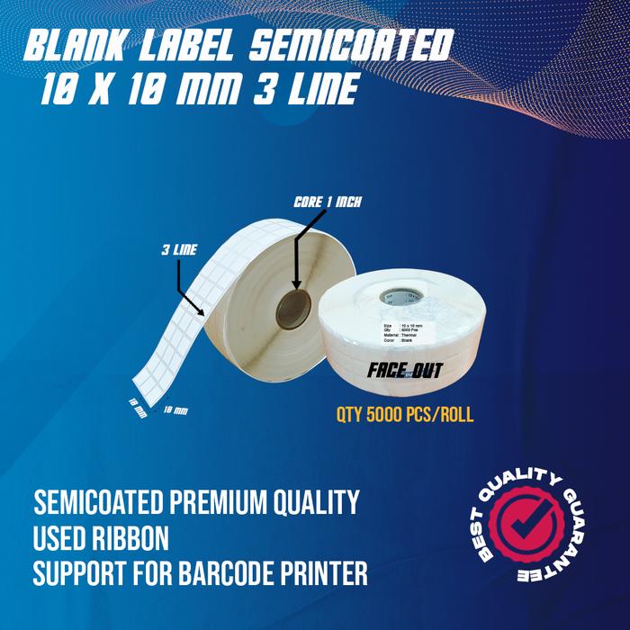 Jual Sticker Label Barcode Printer 3 Line Semicoated - 10x10 mm 5000 ...