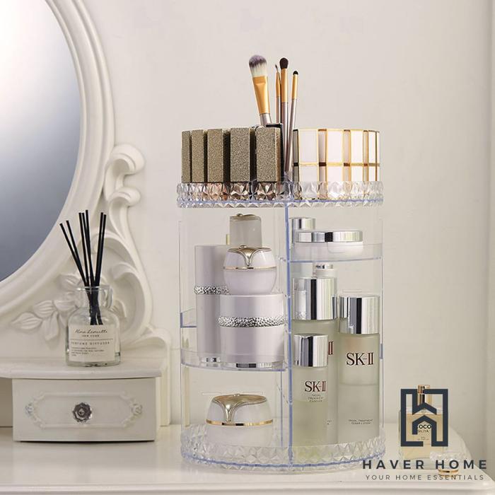 Jual Lara - Rak Akrilik Putar Tempat Makeup Skincare Premium Bening Di ...