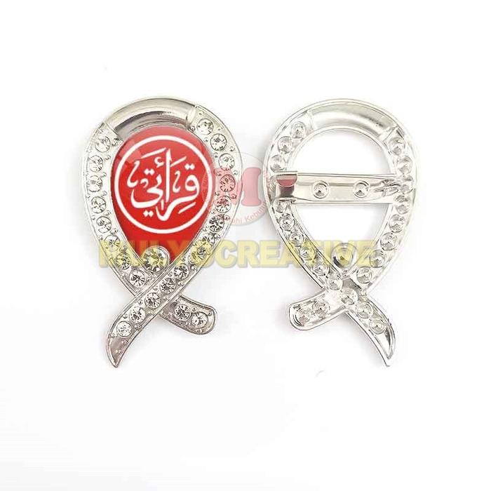 Jual Pin Qiroati Pin Bros Qiraati Merah Model Premium - Pita Silver ...