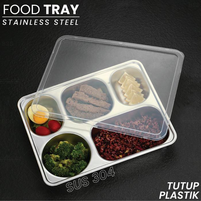 Jual Food Tray Tempak Makanan / Piring Stainless Dengan Tutup Plastik ...
