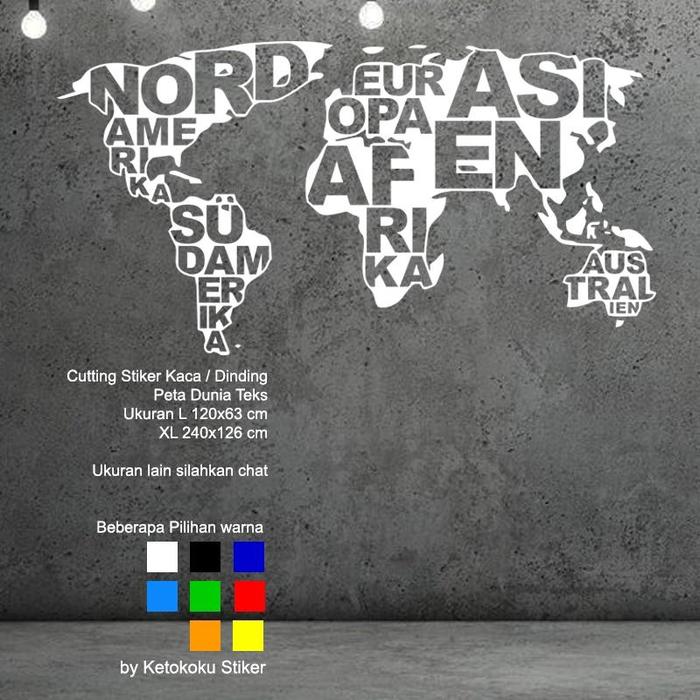 Jual STIKER PETA DUNIA WORLD MAP UNTUK DINDING DAN KACA CUTTING STICKER ...