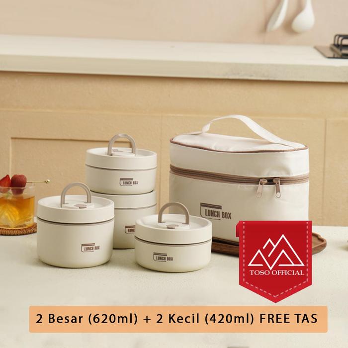 Jual Rantang Kotak Makan Stainless Lunch Box Set Bento Box Anti Bocor ...