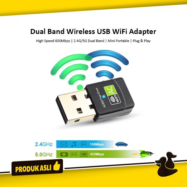 Jual Mini Dual Band 2.4G/5G 600Mb Dongle USB WiFi External USB PC ...