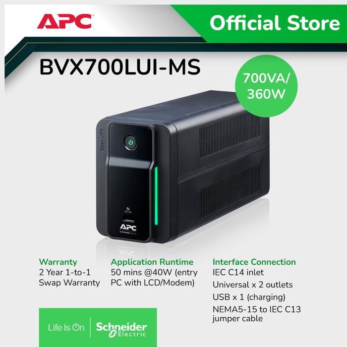 Promo UPS APC Easy UPS BVX 700VA 360W USB Charging BVX700LUI-MS 2 Years ...