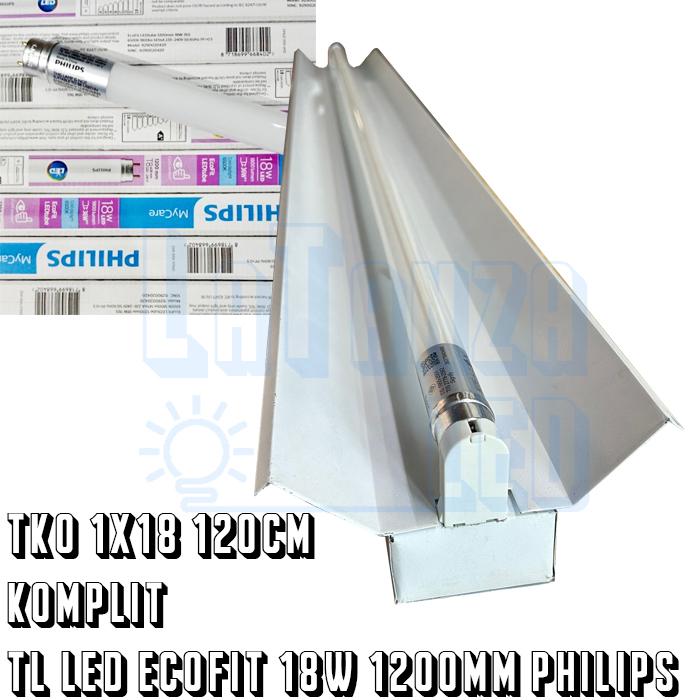 Jual Kap Lampu TKO LED 1x18w 120cm kap TKO TL 1x18W Philips Komplit ...