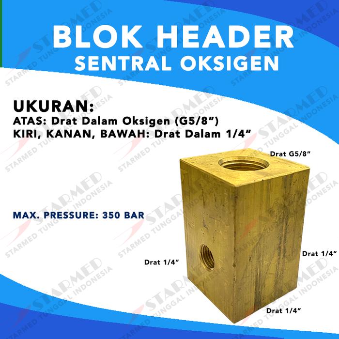 Jual Block Blok Header Sentral Oksigen G 5/8" X Drat 1/4" - Jakarta ...