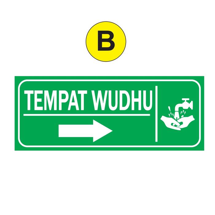 Jual Stiker Vinyl Rambu Arah Tempat Wudhu / Arah Tempat Wudhu - B - Kab ...
