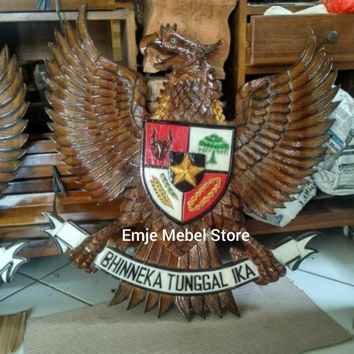 Jual lambang burung garuda kayu ornamen kayu jati hiasan dinding relief ...