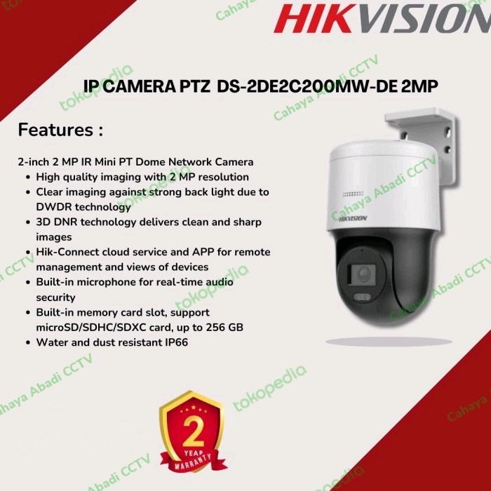 Jual DS-2DE2C200MW-DE - Ptz Hikvision 2MP IR Mini PTZ Dome Network ...