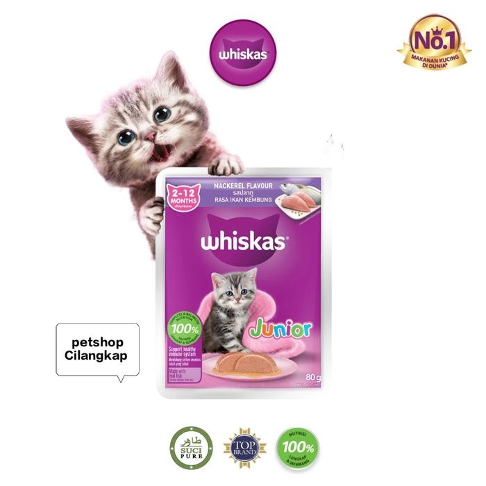 Jual whiskas sachet 80gr satu dus isi 28 makanan kucing basah - junior ...
