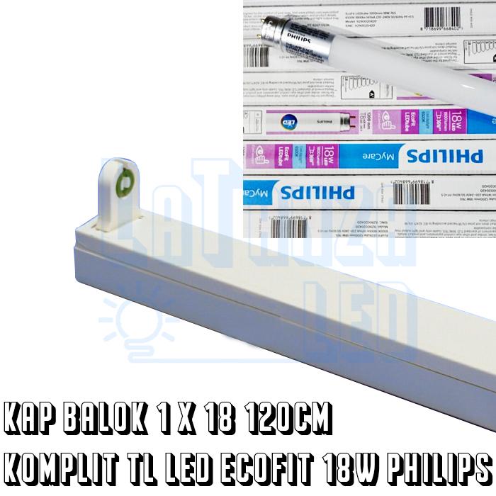Jual Kap Lampu Balok LED 1x18 120cm kap Balok TL 1x18 Philips Komplit ...