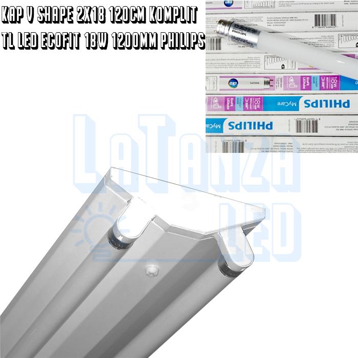 Jual Kap Lampu V LED 2x18 120cm kap V TL 2x18 Philips Komplit - Jakarta ...