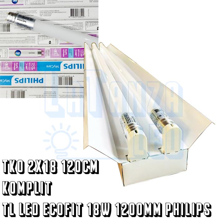 Jual Kap Lampu TKO LED 2x18 120cm kap TKO TL 2x18 Philips Komplit ...