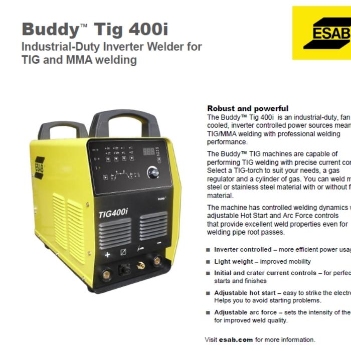 Jual ESAB BUDDY Tig 400i 3-Phase 400A Inverter TIG WELDER Welding Machine - Jakarta Barat ...