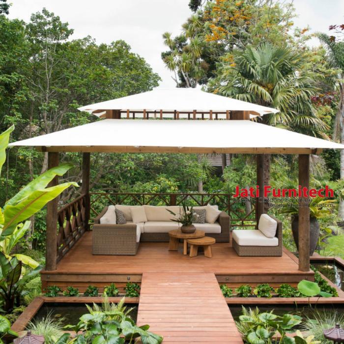 Jual gazebo villa - gazebo resort atap kain dan ubin kayu - Kab. Jepara ...