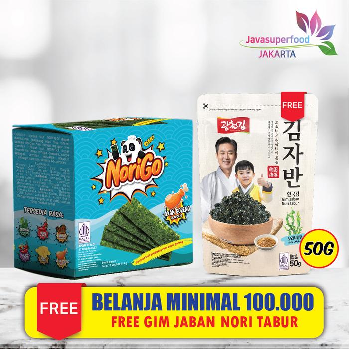 Jual Norigo 1 BOX ISI 12 / Nori Sachet Seaweed Snack 3g Halal Ayam Goreng - Kota Tangerang ...