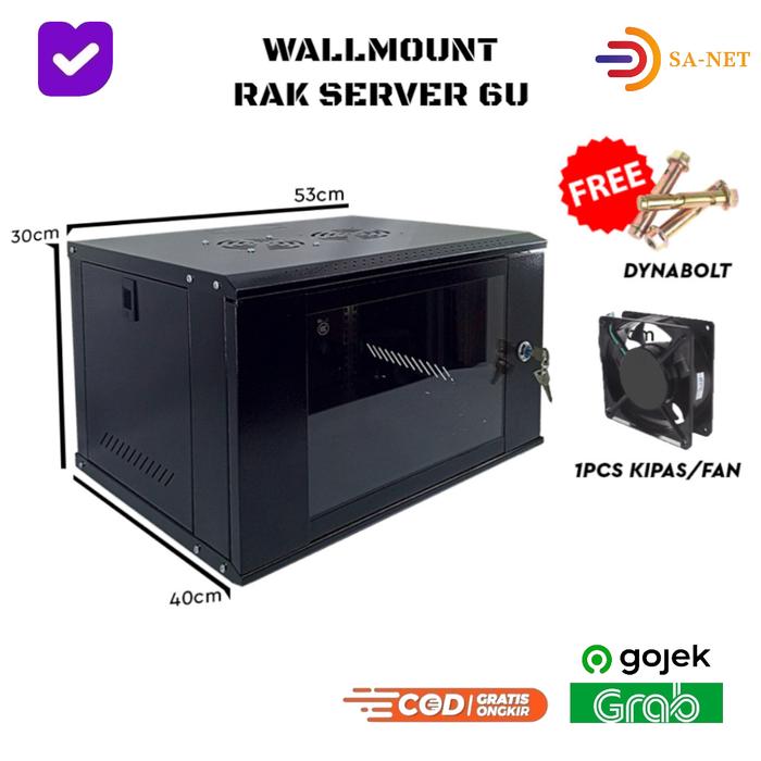 Jual Wallmount / Cabinet Rack Server 6U / Rak Ukuran 6U Single Glass ...