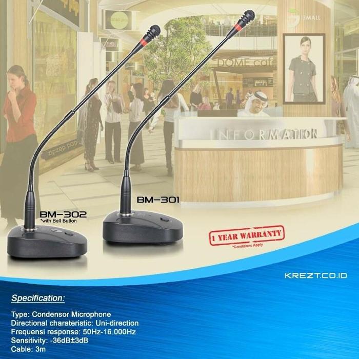 Jual Mic Meja Krezt Bm 301 - Bm 302 Original Microphone Podium/rapat Di ...