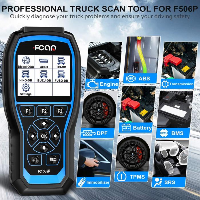 Promo FCAR F506 Pro 24V Truk OBD2 Scanner Untuk Hino/Isuzu/Fuso/UD ...