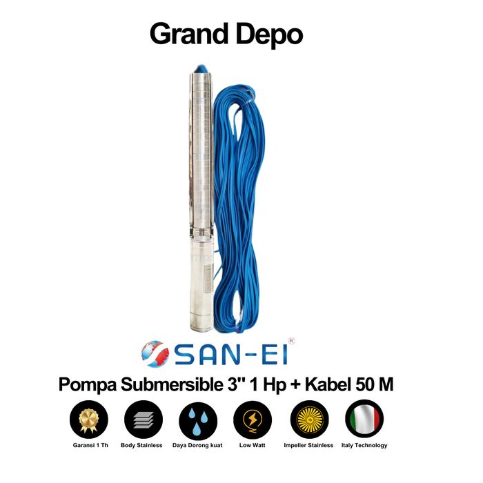 Jual Pompa Air Satelit 3 inch 1 HP + Kabel 50 Meter Stainless San Ei - Kota Tangerang - Grand ...