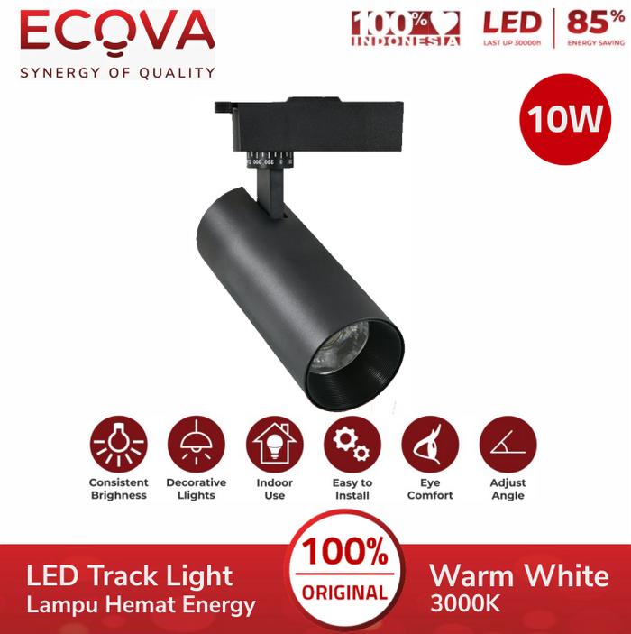 Jual ECOVA Lampu LED Track Light Black 10W Sorot Spotlight 10 Watt ...