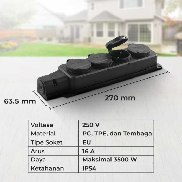 Jual Stop Kontak Waterproof 4 Lubang IP54 Terminal Colokan Listrik ...