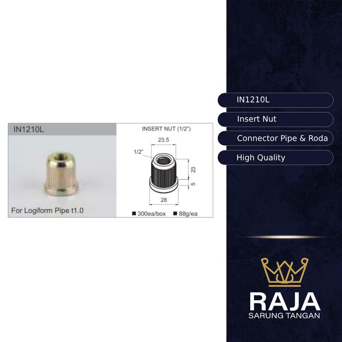 Jual Insert Nut / Pipe / IN1210L / Logiform / Connector / Penyambung ...