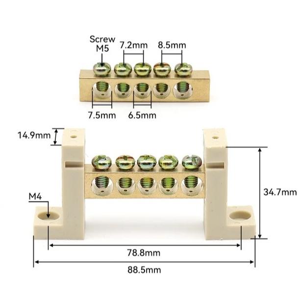 Jual Busbar Grounding Nol Arde Tembaga Netral - 5 HOLE - Kab. Bogor ...