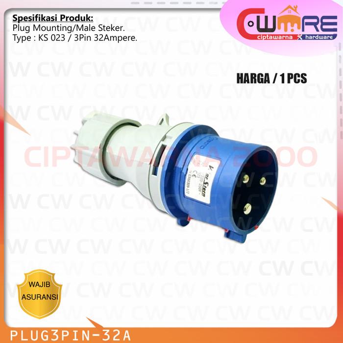 Jual Plug Mounting 3 Pin 32A Male Steker Colokan Listrik Stop Kontak Genset - Kota Palembang ...