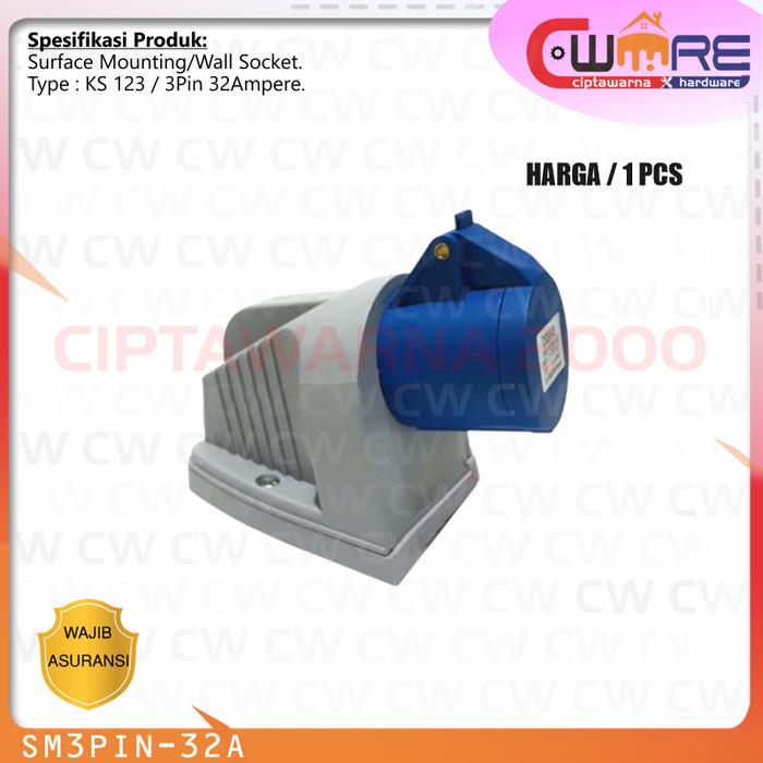 Jual Plug Mounting 3 Pin 32A Male Steker Colokan Listrik Stop Kontak ...