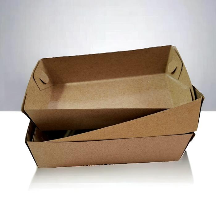 Jual Paper Tray Kraft Polos Isi 50 - Ukuran Box L - 18 X 10 X 4 Cm Di ...