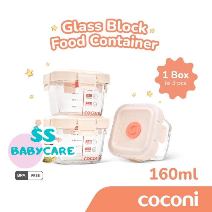 Jual Coconi Baby Food Glass Container 160ml X 3pcs - Wadah Kaca Mpasi ...