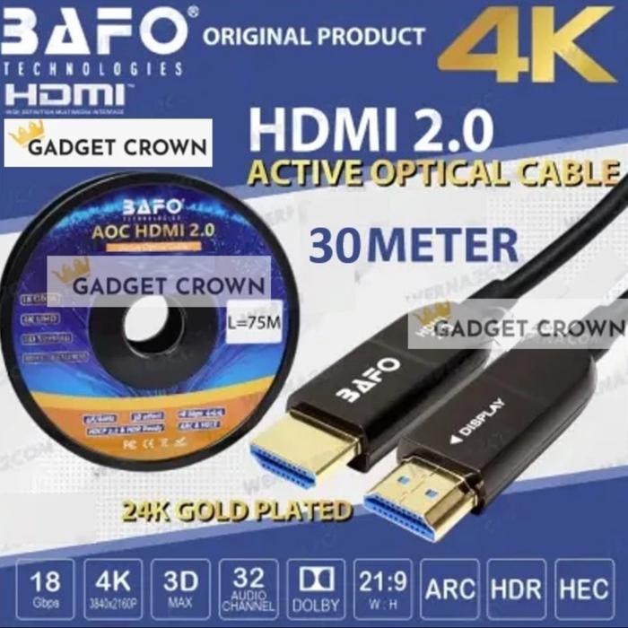 Jual Kabel HDMI FO Fiber Optic V2.0 4K 30 Meter BAFO 30M - Jakarta Pusat - Gadget Crown | Tokopedia