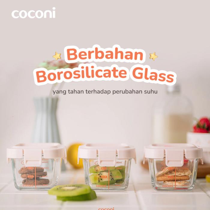 Jual Coconi Baby Food Glass Container 160ml X 3pcs - Wadah Kaca Mpasi ...