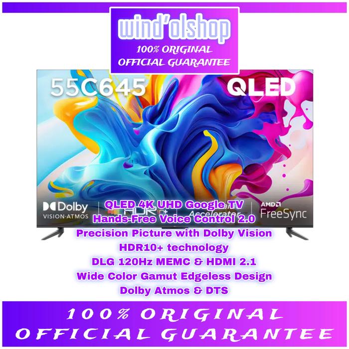 Jual TCL 55C645 QLED 4K Google TV HDR10+ 55 inch Dolby Vision Atmos 120Hz - Kota Tangerang ...