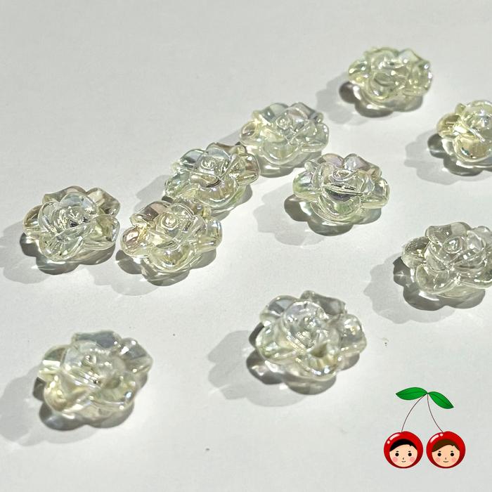 Jual GROSIR Manik Bunga Mawar Rose Akrilik Bening AB 12mm (@100pcs ...