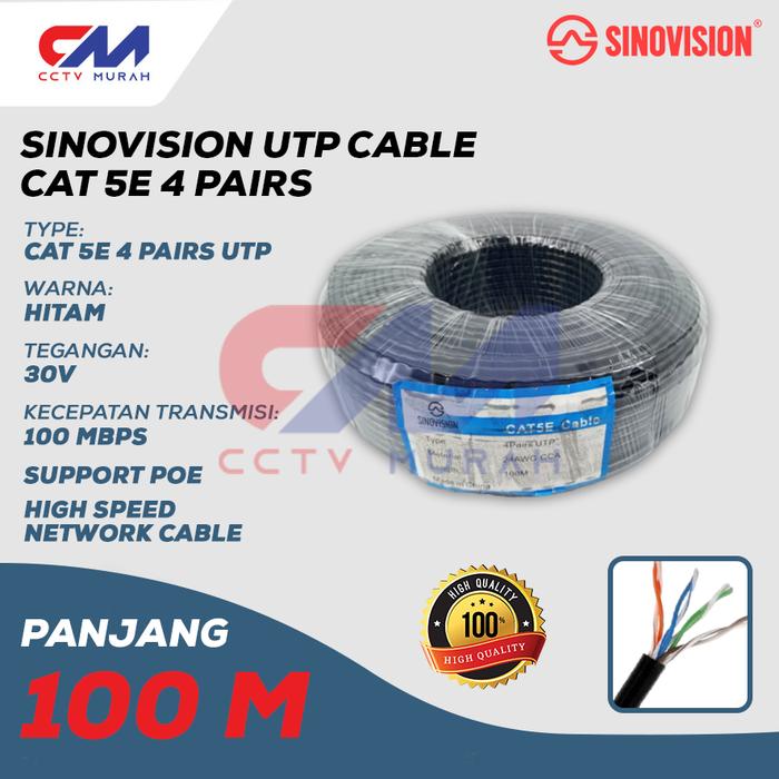 Jual KABEL LAN UTP CAT5e 4 PAIRS, SINOVISION hitam 100M - Jakarta Barat ...