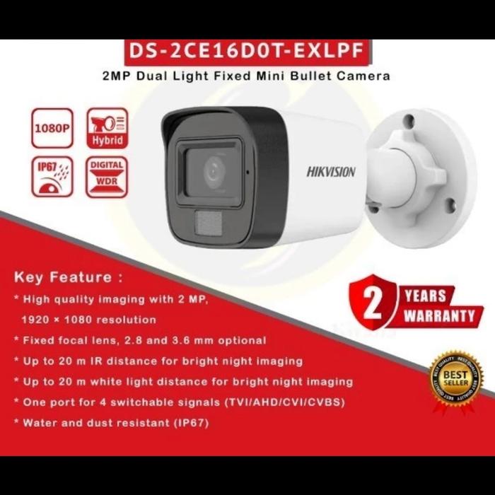 Jual Hikvision Kamera CCTV DS-2CE16D0T-EXLPF 2MP Outdoor dengan EXIR ...