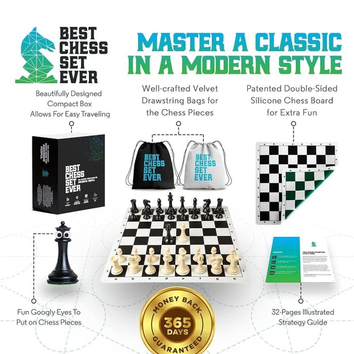 Jual Best Chess Set Ever Quadruple Weight XL Tournament Style with ...