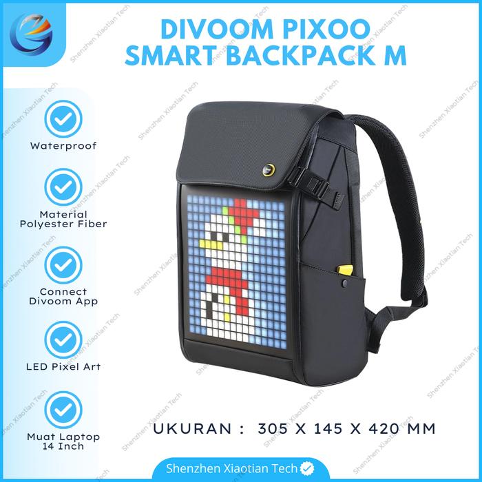 Promo DIVOOM PIXOO SMART BACKPACK RANSEL PIXEL ART DIY LED SCREEN M RGB ...