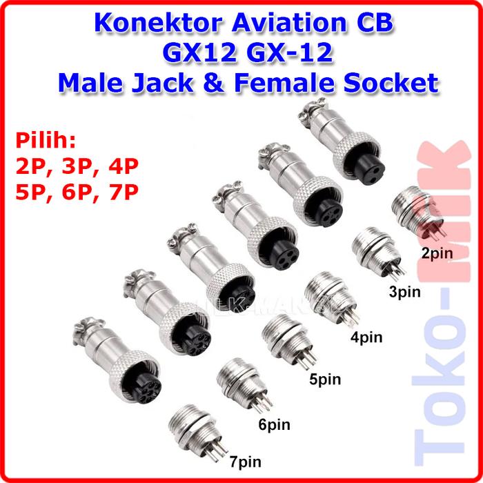 Jual Konektor Aviation CB GX12 GX-12 Male Female 2P 3P 4P 5P 6P 7P - Jakarta Barat - Toko-MIK ...
